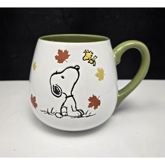 Gibson | Dining | Snoopy Woodstock Falling Leaves Round Coffee Mug ...